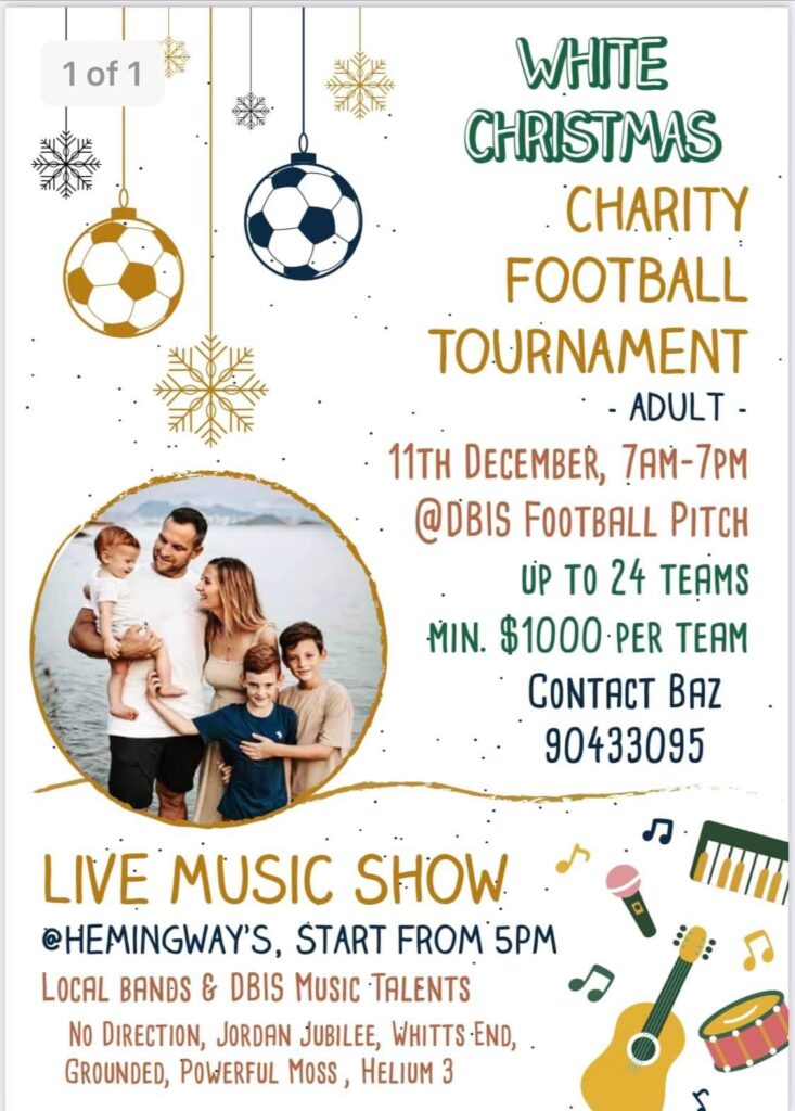 ‘White Christmas’ Charity Football Tournament – Saturday 11 December – DBIS Hub
