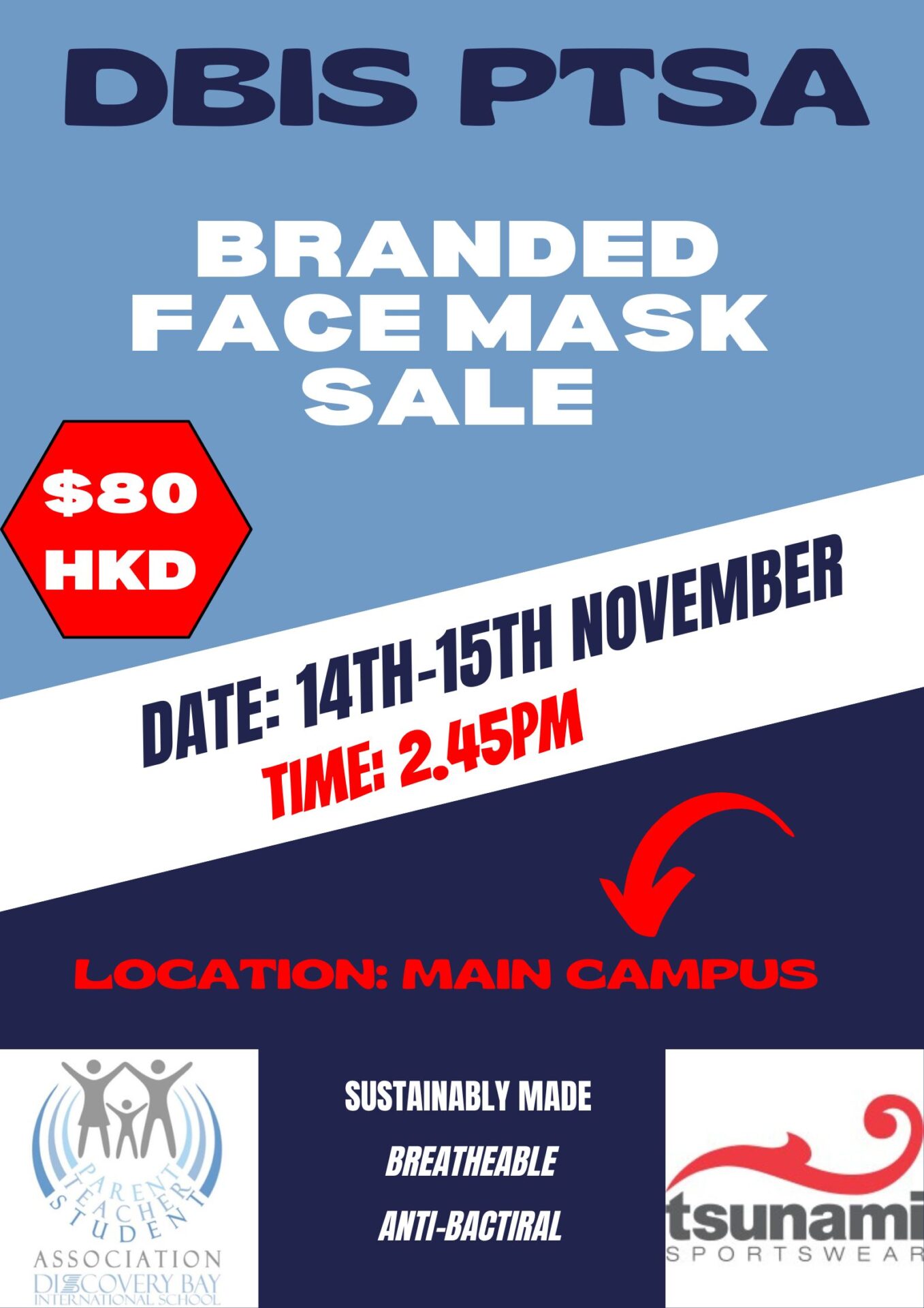PTSA – Face Mask Sale Mon–Tue @ 2.45pm Main Campus – DBIS Hub
